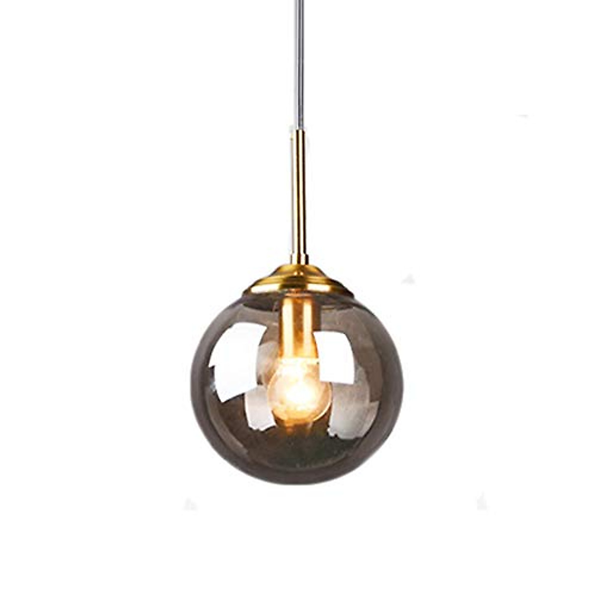 H XD GLOBAL Industrial Retro Loft 3 Way Pendant Light, Cluster Chandelier Hanging Lamp Fixture Brass Fittings with Glass Globe Lampshade (Grey)