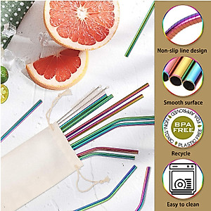 Eurysman Stainless Steel Reusable Straws - Straws with Case for 30 oz or 20 oz Tumblers Yeti Cup - Metal Straws Sustainable sipping on the go- Gift 2 Cleaning Brushes and 3 Silicone Tips (Black)