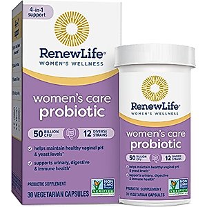 Renew Life Probiotics for Women, 50 Billion CFU Guaranteed, Probiotic Supplement for Digestive, Vaginal & Immune Health, Shelf Stable, Soy, Dairy & Gluten Free, 30 Capsules