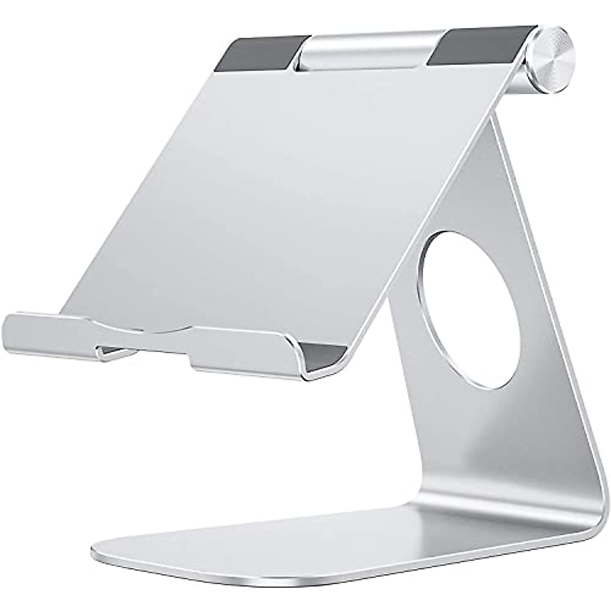 OMOTON Tablet Stand Holder Adjustable, T1 Desktop Aluminum Tablet Dock Cradle Compatible with iPad Air/Mini, iPad 10.2/9.7, iPad Pro 11/12.9, Samsung Tab and More, Silver