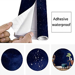 Night Sky Stars Soft Milky Way Universe as Texture Peel and Stick Wallpaper Removable Self-Adhesive Large Wallpaper Roll Wall Mural Sticker Home Decor for Living Room Bedroom