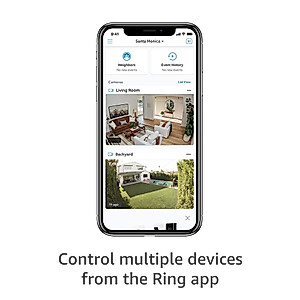 Certified Refurbished Ring Stick Up Cam Plug-In HD security camera with two-way talk, Works with Alexa - White