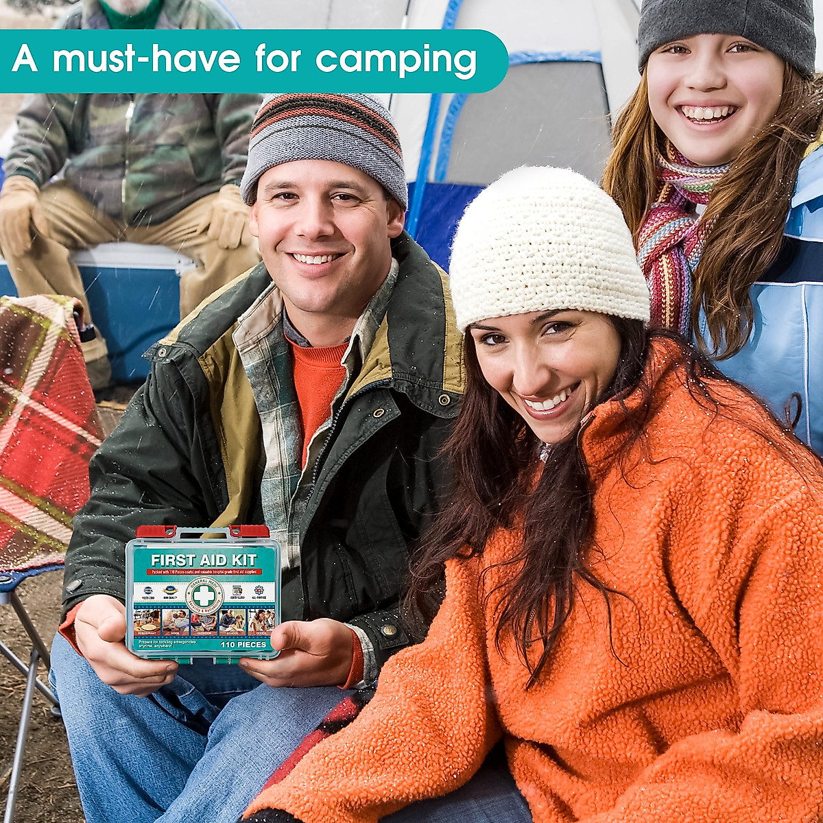 General Medi 110 Pieces Small First Aid Kit - HardCase First Aid Box - Contains Premium Medical Supplies for Travel, Home, Office, Vehicle, Camping, Workplace & Outdoor