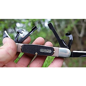 Old Timer 24OT Splinter Carvin' 6in Traditional Folding Whittling Knife with 1.5in Detail Blade, Sawcut Handle, Nickel Silver Bolsters, and Convenient Size for Carving, Camping, EDC, and Outdoors