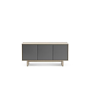 BDI Octave 8377 Triple-Width Media Cabinet, Drift Oak with Grey Flat Doors