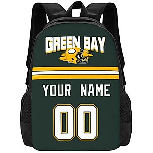 ANTKING Green Bay Backpack Custom any Name and Number Gifts for Men Women
