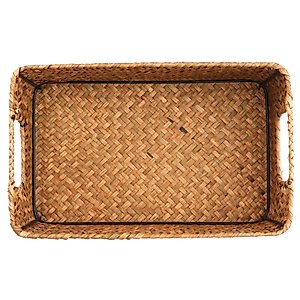 Cabilock Storage Basket Trash Can Vanity Desk Laundry Basket with Lid Makeup Vanity Organizer Decorative Storage Woven Bread Basket Hand-woven Seaweed Organizer Storage Organizer Straw