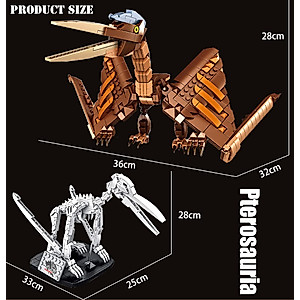 General Jim's Dinosaur Set Pterodactyl and Fossil with Display Stand 2 in 1 Posable Building Blocks Toy Bricks Set - for Teens and Adults