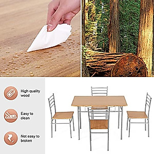 Dining Table Set Kitchen Table and Chairs for 4 Kitchen Table Dining Room Table Set Home Furniture Rectangular Modern Chairs with Metal Legs/Wood Table Top for Breakfast Nook Kitchen Dining Room
