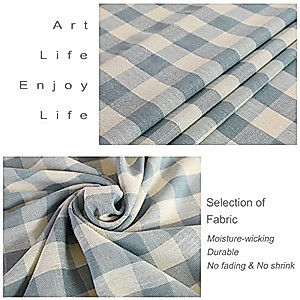Kaysun Checkered Tablecloths for Rectangle Tables, Classic Buffalo Table Cloth 55''x70'' Light Grey Blue, Cotton Linen Table Cover for Thanksgiving Kitchen Holiday Outdoor Picnic Decoration
