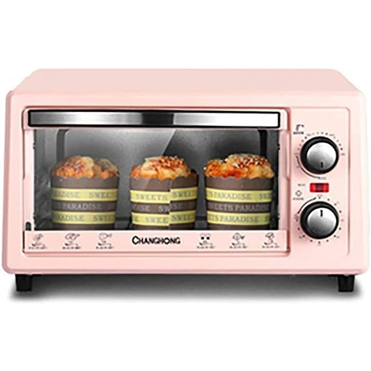 Convection Toaster Oven, Mini Oven with Grill Rotisserie Electric Oven and Hob Packages Hob Cookers Timing Wide-Area Temperature Control 11L Mini Ovens Toaster Oven Air Fryer, (Color : Pink)