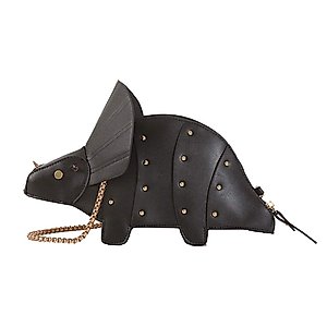 MILATA Dinosaur Shape Crossbody Shoulder Bag Women Pu Leather Rivet Chic Clutch Purse for Girls (black)
