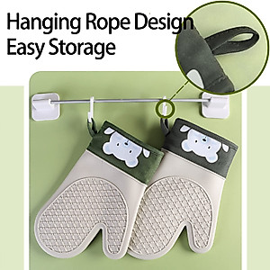 Oven Mitts Oven Gloves Silicone and The Inner Cotton Insulation Heat Resistant 500 Degree Kitchen Cooking Gloves