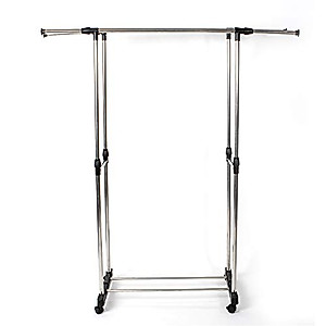 Ochine Adjustable Height and Width Rolling Metal Clothes Rack Height Adjustable Clothes Rack Portable Clothing Rack Rolling Garment Rack Hanging Rack Rolling Clothes Organizer Chrome Garment Rack