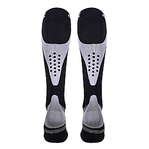 CSX Compression Socks for Men and Women, Knee High, Recovery Support, Athletic Sport Fit, Silver on Black, Large (15-20 mmHg)