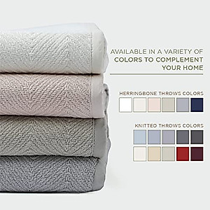 100% Organic Cotton Blanket Full/Queen| Herringbone Weave Throw Blankets |Light Weight and Breathable |Cozy and Soft Throw |GOTS Certified Thermal Blanket |Sand Full/Queen Size Blanket|90 x 92 in…