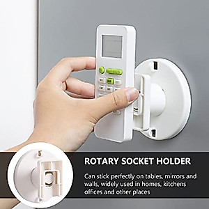 DOITOOL ser of 3 Wall- mounted Socket Self Adhesive Power Strip Holder Power Cord Socket Holders socket wall hanging stand Holder Rotating Wall