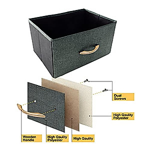 MAXCBD Nightstand Bedside Table Drawer Cabinet 5-Drawers Dresser Storage Closet Durable 5 Removable Fabric Wide Bamboo Shelves Crafted with A Wooden Tabletop and Metal Frame Storage Tower Dresser