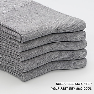 SERISIMPLE Viscose Bamboo Men sock Breathable Sock Quarter Thin Ankle High Sock Comfort Cool soft Sock 5 Pairs (Large,Grey)