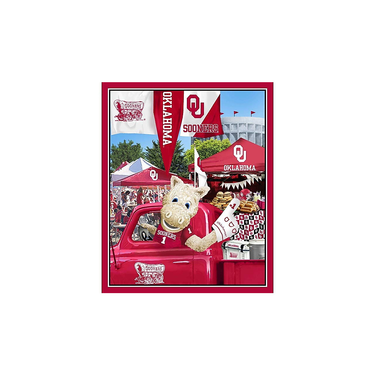 University of Oklahoma Cotton Fabric Panel with Tailgate Design-Sold by The Panel