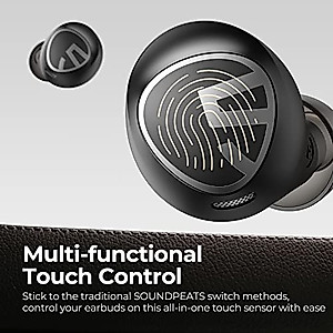 SoundPEATS Free2 classic Wireless Earbuds Bluetooth V5.1 Headphones with 30Hrs Playtime in-Ear Wireless Earphones, Built-in Mic for Clear Calls, Touch Control, Single/Twin Mode, Immersive Stereo Sound