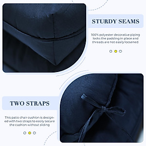 DANGHOOGY Outdoor Chair Cushions Set of 2, Weather and Fade Resistant 19"x19" Patio Furniture Cushions, Memory Foam Wicker Chair Cushions for Indoor/Outdoor Furniture (2, Navy)