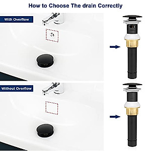 NearMoon Bathroom Sink Drain Without Overflow, 304 Stainless Steel Pop up Drain with Detachable Strainer Basket, Anti-Clogging Hair Catcher Assembly Stopper Vessel Sink (Matte Black)