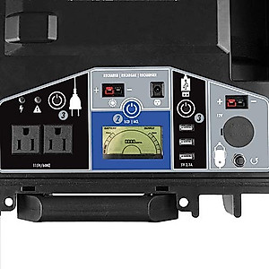 Wagan EL8822 Solar e Power generator Portable Solar Power Generator with 800W AC Power Inverter + 60W Solar Panel w/ USB Power Station Ports and AC/DC Outlets for Camping Emergency Outdoor Black