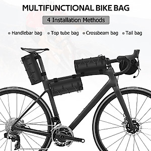 SHINEHOME Bike Handlebar Bag Bike Bags for Bicycles Bike Frame Bag Scooter Bag Bike Storage Bag With Waterproof Zipper Large Capacity Shoulder Bag for Mountain Road Bike Accessories (Black)
