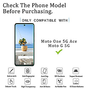 KATIN [2-Pack] Screen Protector For Motorola Moto One 5G Ace, Moto G 5G Tempered Glass, Bubble Free, Anti Scratch, 9H Hardness, Case Friendly