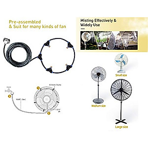 H&G lifestyles Outdoor Fan misting for patios Water Mister Cooling Patio Connects Any Outdoor Fan to Convert misting Fan Turns Heat Down by 20 Degrees（Fan not Included）