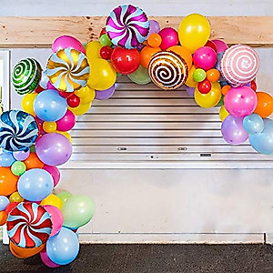 GIHOO Sweet Candy Balloon Garland Arch Kit, 90pcs 18inch Lollipop Foil Balloons, 5/10inch Rainbow Latex Balloons for Christmas Candyland Kids Birthday Party Baby Shower Decorations