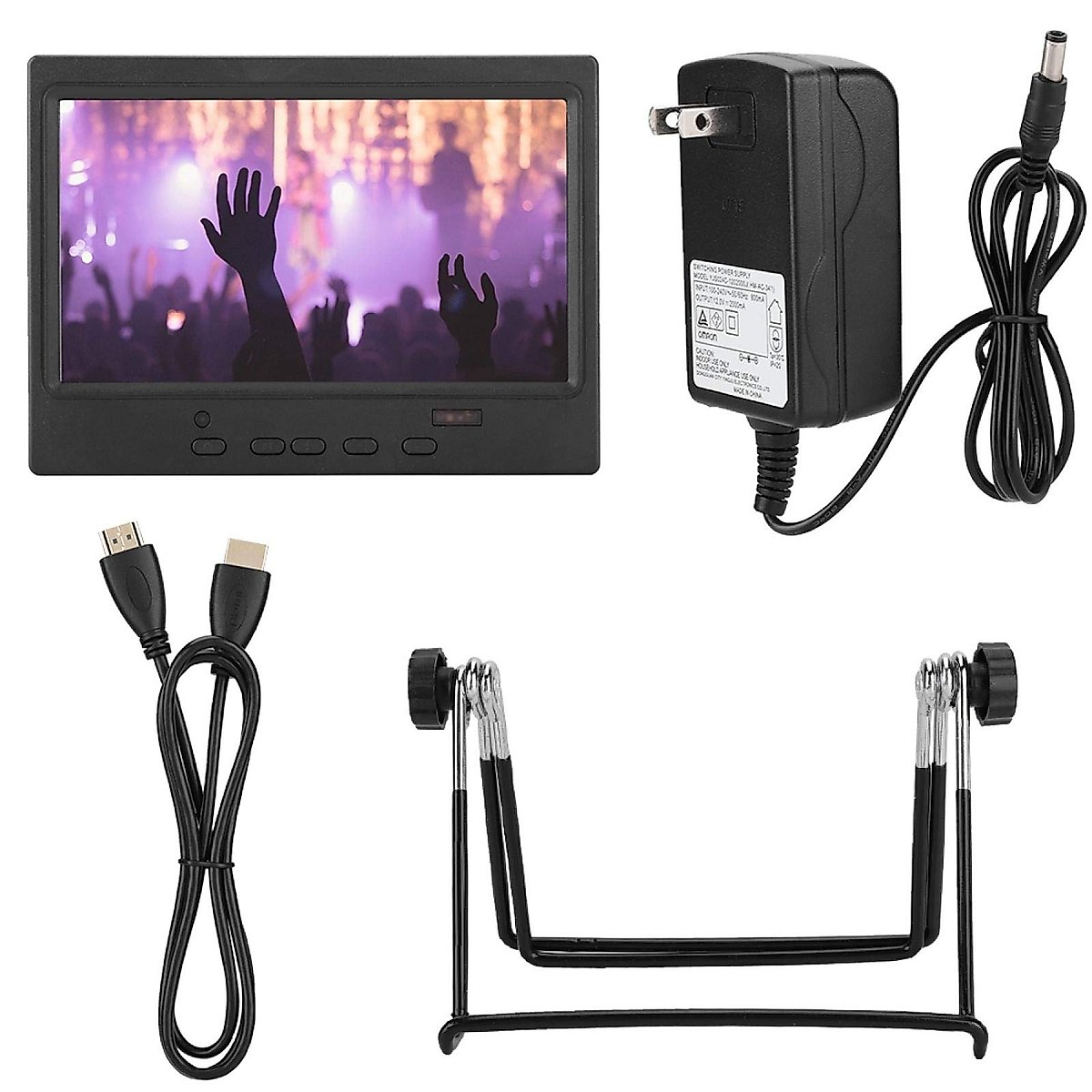 Archuu 7 Inch Portable Monitor Ultra Slim 1024x600 LCD Display with Foldable Bracket Multi-Function Display Support HDMIVGAAV Input PC Monitor(US Plug)