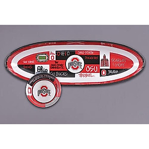 Magnolia Lane Ohio State University Go Bucks Chip and Dip, Set of 2, Melamine, Kitchen Accessories