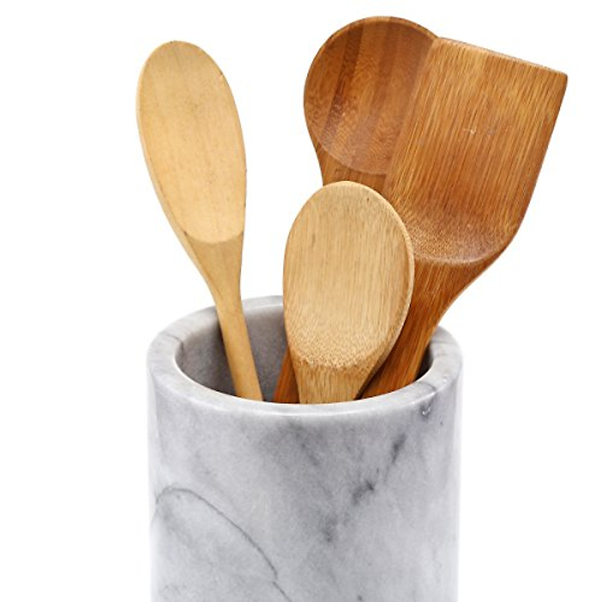 Creative Home Natural Marble Tool Crock Utensil Holder Organizer Wine Cooler, 5" Diam. x 7" H, Off-White (color may vary)