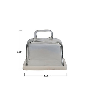 Creative Co-Op Glass Marble Base, Clear and White Cloche