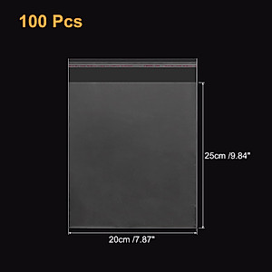 uxcell 100Pcs Clear Cello Bags, 8" x 10" Plastic Self Sealing OPP Cello Treat Bags Cello Poly Bags for Packing Cookies Candy Jewelry Gifts, Clear