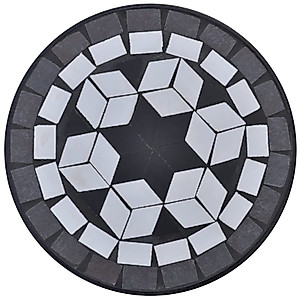 Keketa Mosaic Side Table Plant Table Black White for Patio,Bistro,Bar