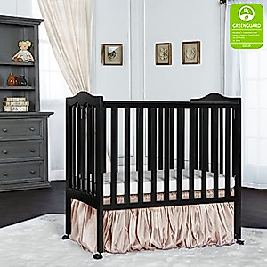 Dream On Me 2-in-1 Lightweight Folding Portable Stationary Side Crib in Black, Greenguard Gold Certified 40x26x38 Inch (Pack of 1)