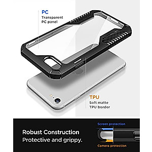 MOBOSI Compatible with iPhone SE 2022 Case/iPhone SE 2020/iPhone 8/7 Case, Rugged Military Grade Hard Vanguard Armor Cover Heavy Duty Shockproof Protective Phone Case 4.7 Inch (Matte Black)