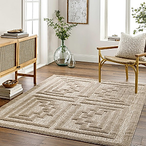 Mark&Day Outdoor Rugs, 8x10 Cassoday Modern Indoor/Outdoor Brown Area Rug, Non Shedding Brown Carpet for Patio, Porch, Deck, Bedroom, Living Room or Kitchen (7'10" x 10')