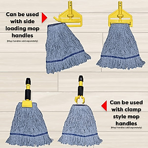 GSD Brand Blue Commercial Mop Head Replacement. Looped End Prevents Tangling and Twisting. Industrial Mop Heads. Synthetic Cotton Blend for Maximum Absorption. Wide Universal Headband. 3 Pack