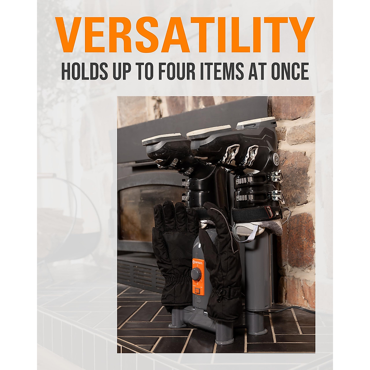 DryGuy Force Dry DX - Boot, Shoe, Garment & Gear Dryer - Convection Heating with Quiet Forced-Air Central Blower - 4 Drying Ports w/2 Extensions - Dries in 1-3 Hours - Heat/No Heat Switch & 3-Hr Timer