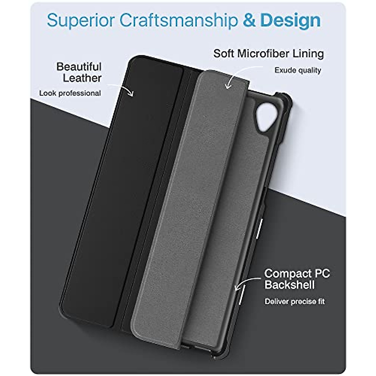 MoKo Case for Lenovo Tab M8 /Smart Tab M8 / Tab M8 FHD Case Model TB-8505F/TB-8505X/TB-8505FS/TB-8705F, Slim Lightweight Smart Shell Stand Cover Case for Lenovo Tab M8 HD/Tab M8 HD LTE, Black