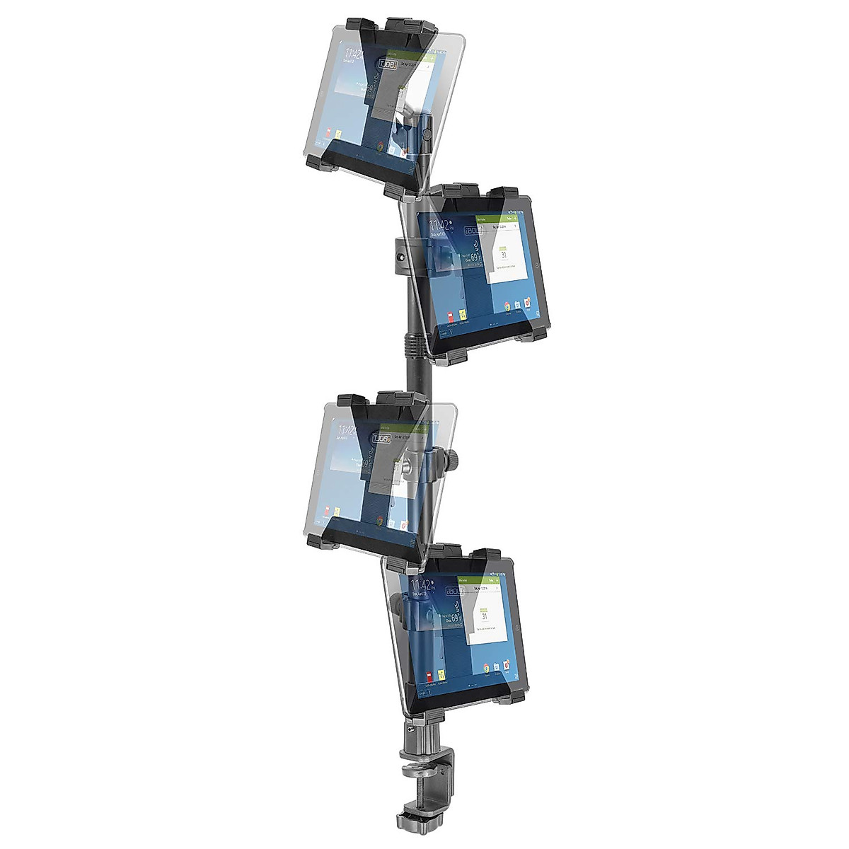 iBOLT TabDock Point of Purchase Clamp Mount - with 4 Tablet Holders Perfect for Multiple delivery Applications (DoorDash, Uber eats, Postmates, etc.) Fits 7 to 10 inch Tablets