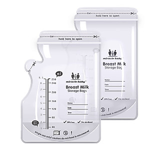 Breastmilk Storage Bags, 8.5 OZ Breast Milk Freezer Storage Container Bag for Breastfeeding, Leak Proof Double Zipper Seal, Pre-Sterilized, Self Standing, Easy to Freeze 240 Count