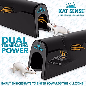 Kat Sense Rat Mouse Traps for House - Heavy Duty Covered Double No Escape Humane Rat Trap Delivers an Instant Kill - Easy to Use & No Touch Rodent Release