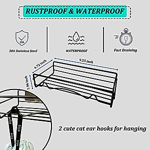 Nichemigo Adhesive Shower Caddy, Shower Shelves, Bathroom Shower Organizer for Inside Shower, No Drilling Rustproof Washroom Shower Shelf, Cat Shape Rack Wall Mounted Basket Storage, 2 Pack, Black