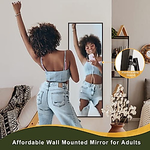 NicBex Full Length Mirror, 43x16 Inch Aluminum Alloy Frame Large Wall Mirror, Vanity Mirror, Bedroom Mirror, Dressing Mirror, Living Room Mirror,Black