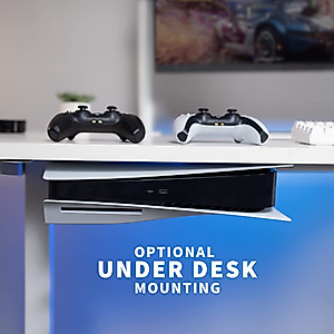 VIVO 2-in-1 Wall and Under Desk Mount Bracket Designed for PS5 and PS5 Slim Gaming Console, PlayStation 5 Standard and Digital Edition, Vertical Wall Display, 2 Controller Mounts, White, MOUNT-PS5CW
